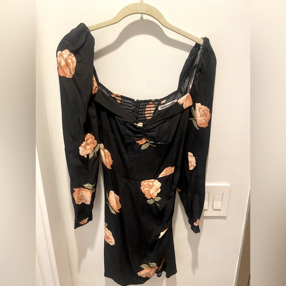 Reformation | Dresses | Reformation Rose Print Black Dress Size | Poshmark